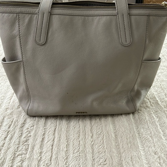 Fossil | Bags | Fossil Mimi Leather Shoppertote Gray | Poshmark